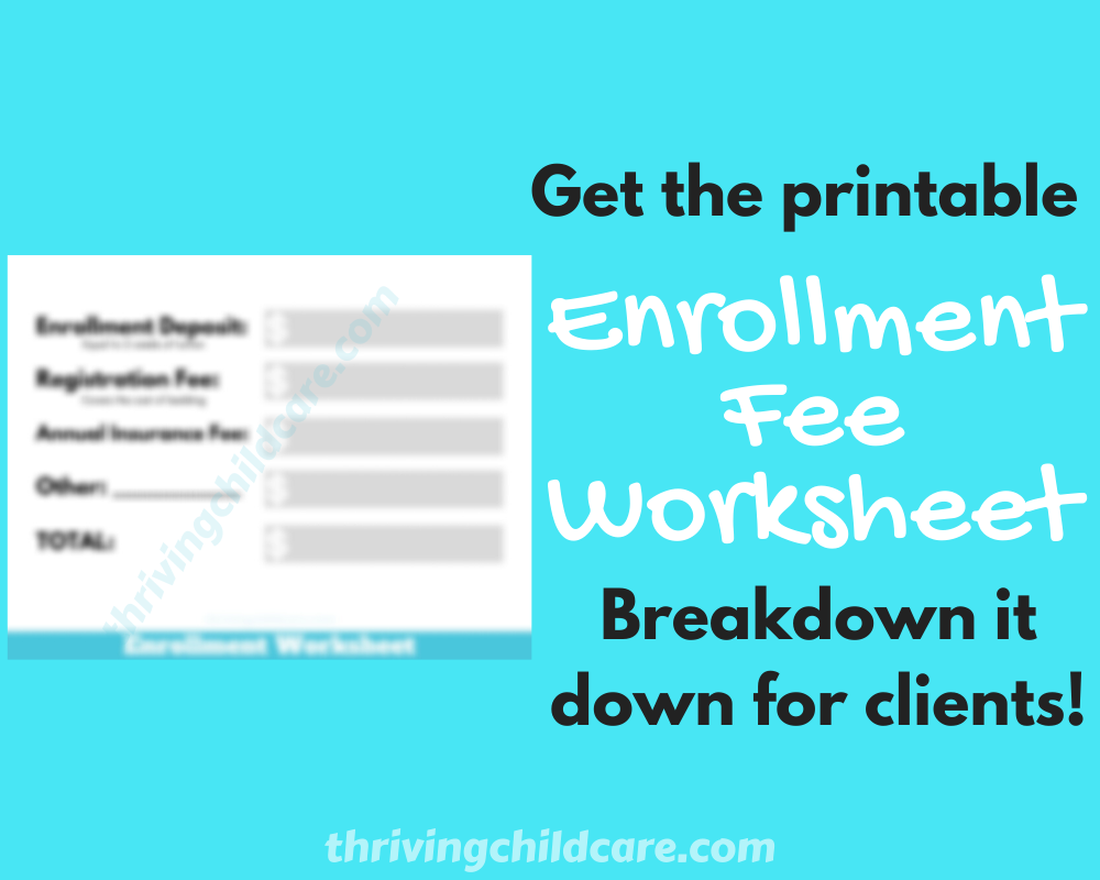 ENROLLMENT FEE WORKSHEET - Fee Breakdown Worksheet for Childcare Provi ...